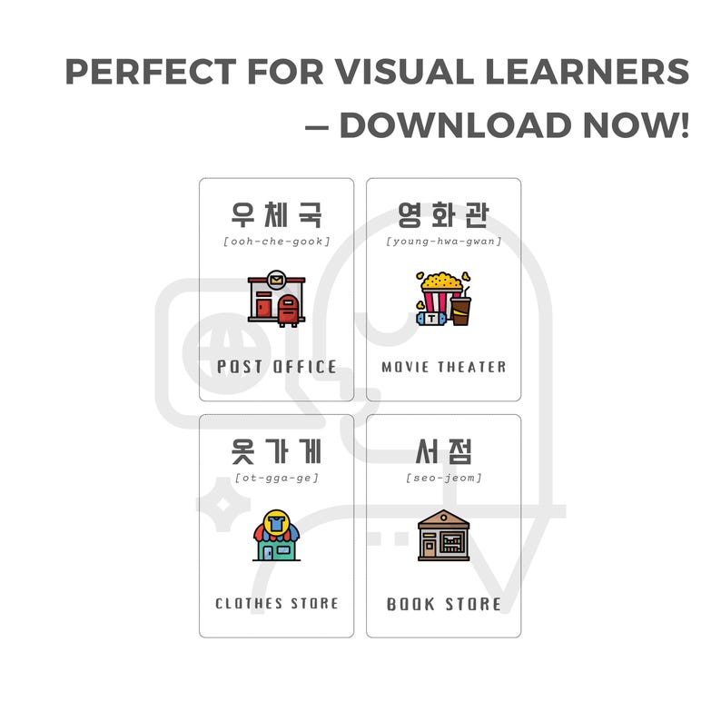 Korean Places Flashcards | Learn Korean Language | Educational ...