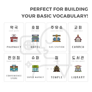 20 Korean Places Flashcards | Learn Hangul Place Words | Printable ...