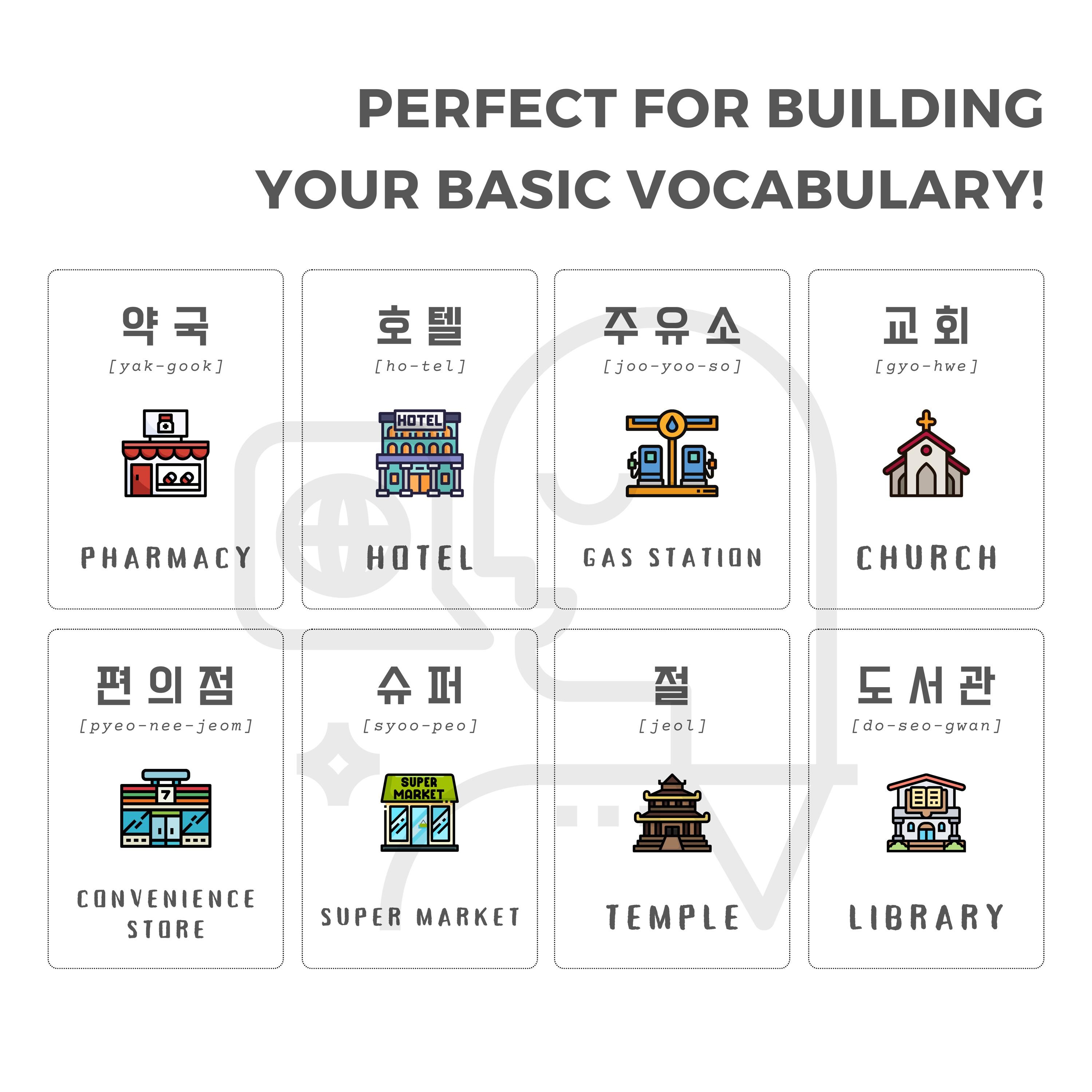 Korean Places Flashcards | Learn Korean Language | Educational ...