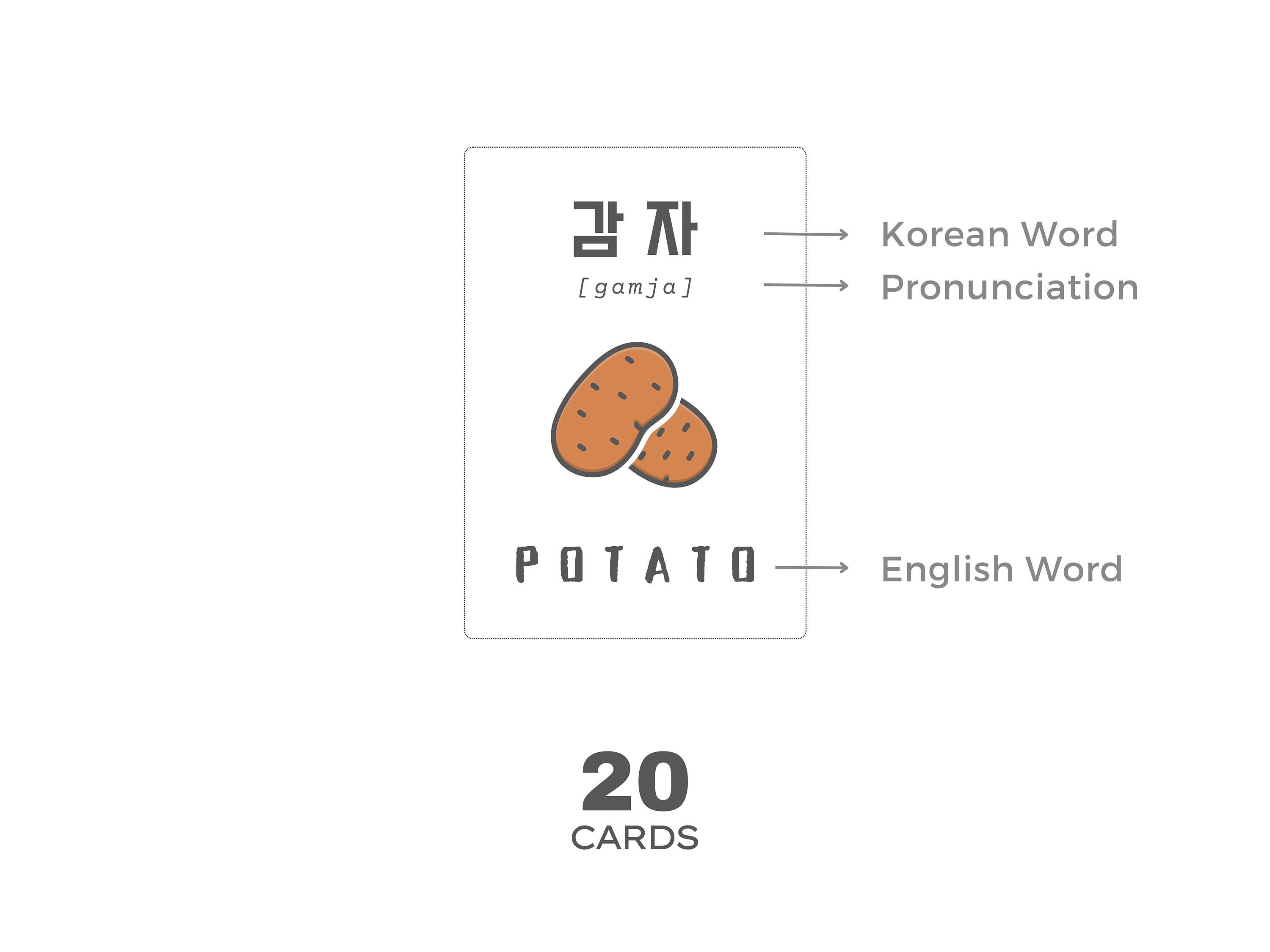 Korean Vegetable Flashcards Learn Korean Language - Etsy