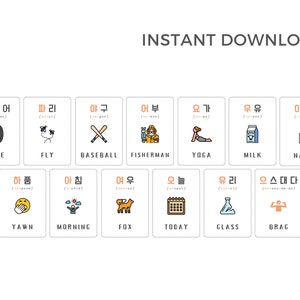 Korean Alphabet Hangul Flashcards Learn Korean Language Educational ...