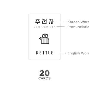 Korean Kitchen Flashcards | Learn Korean Language | Educational ...