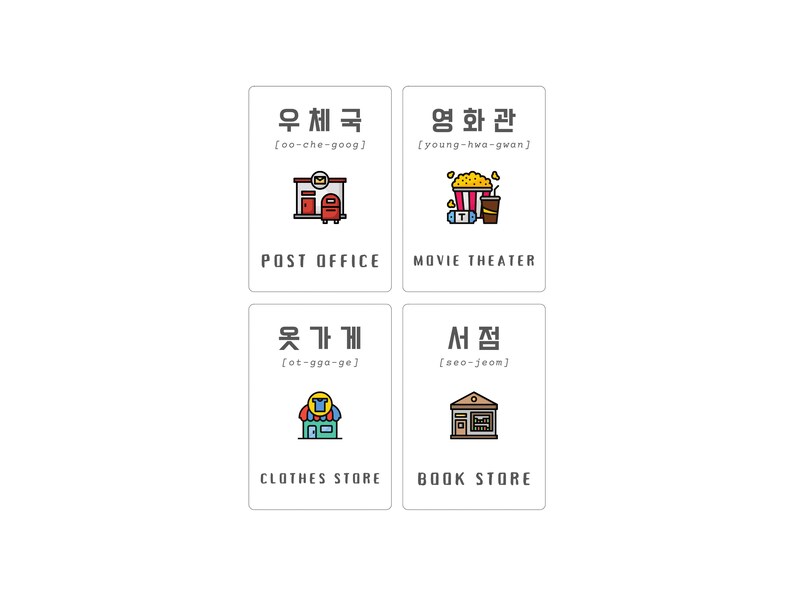 Korean Places Flashcards Learn Korean Language Educational Printable ...