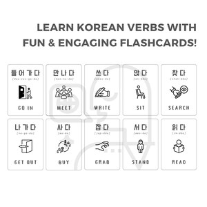Korean Flashcards 100 Bundle | Verbs | Learn Korean Language ...