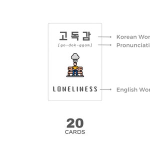 Korean Feeling Flashcards Learn Korean Language Educational Printable ...