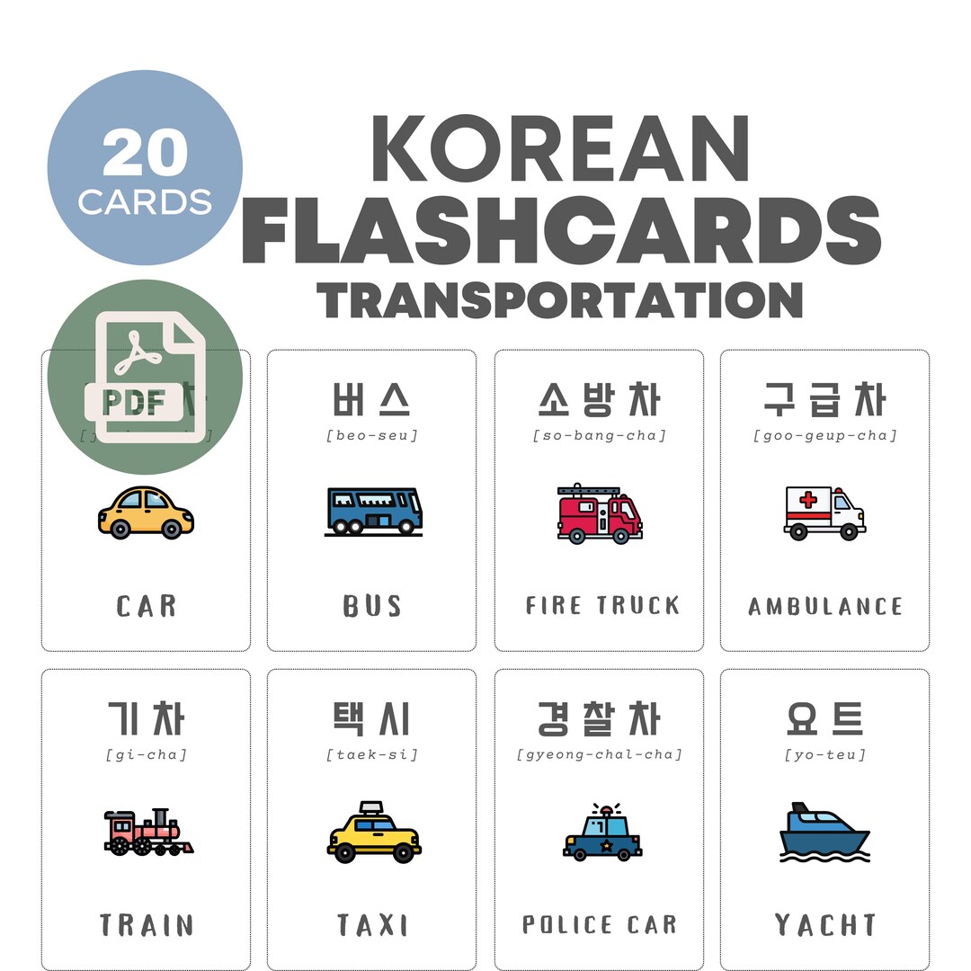 20 Korean Transportation Flashcards | Learn Hangul Transportation ...