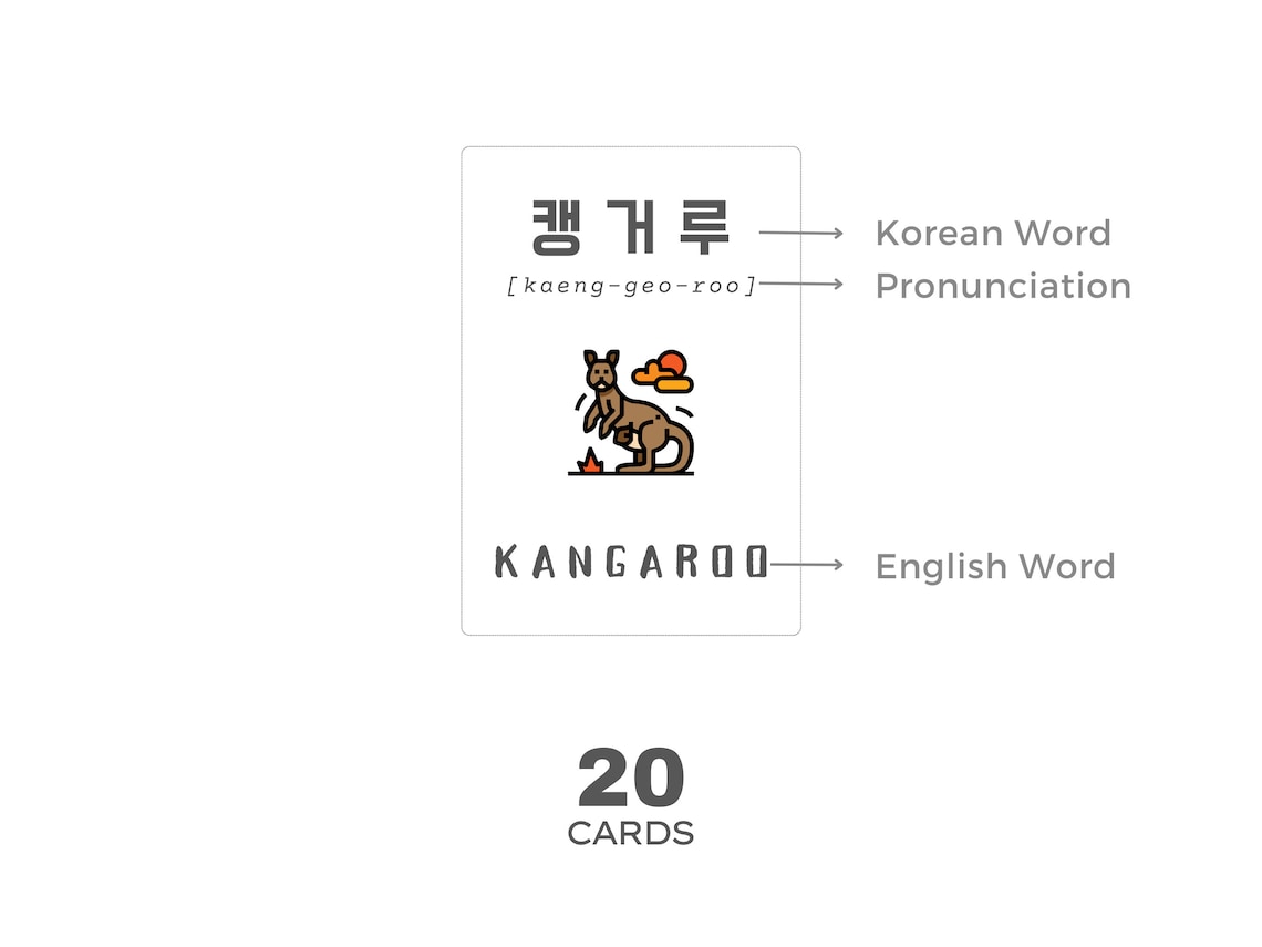 Korean Animal Flashcards | Learn Korean Language | Educational ...