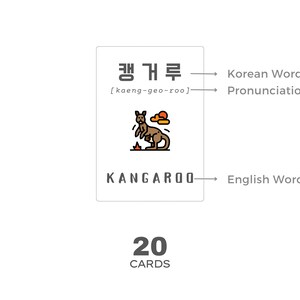 Korean Animal Flashcards | Learn Korean Language | Educational ...