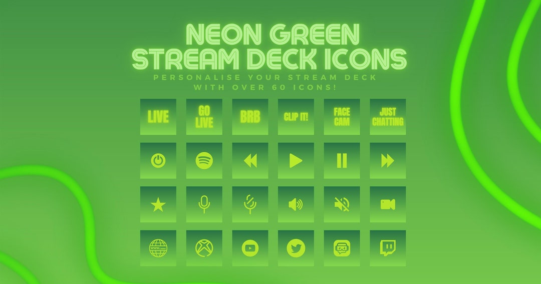 Stream Deck Icons Stream Deck Buttons Neon Green 67 Function Buttons ...