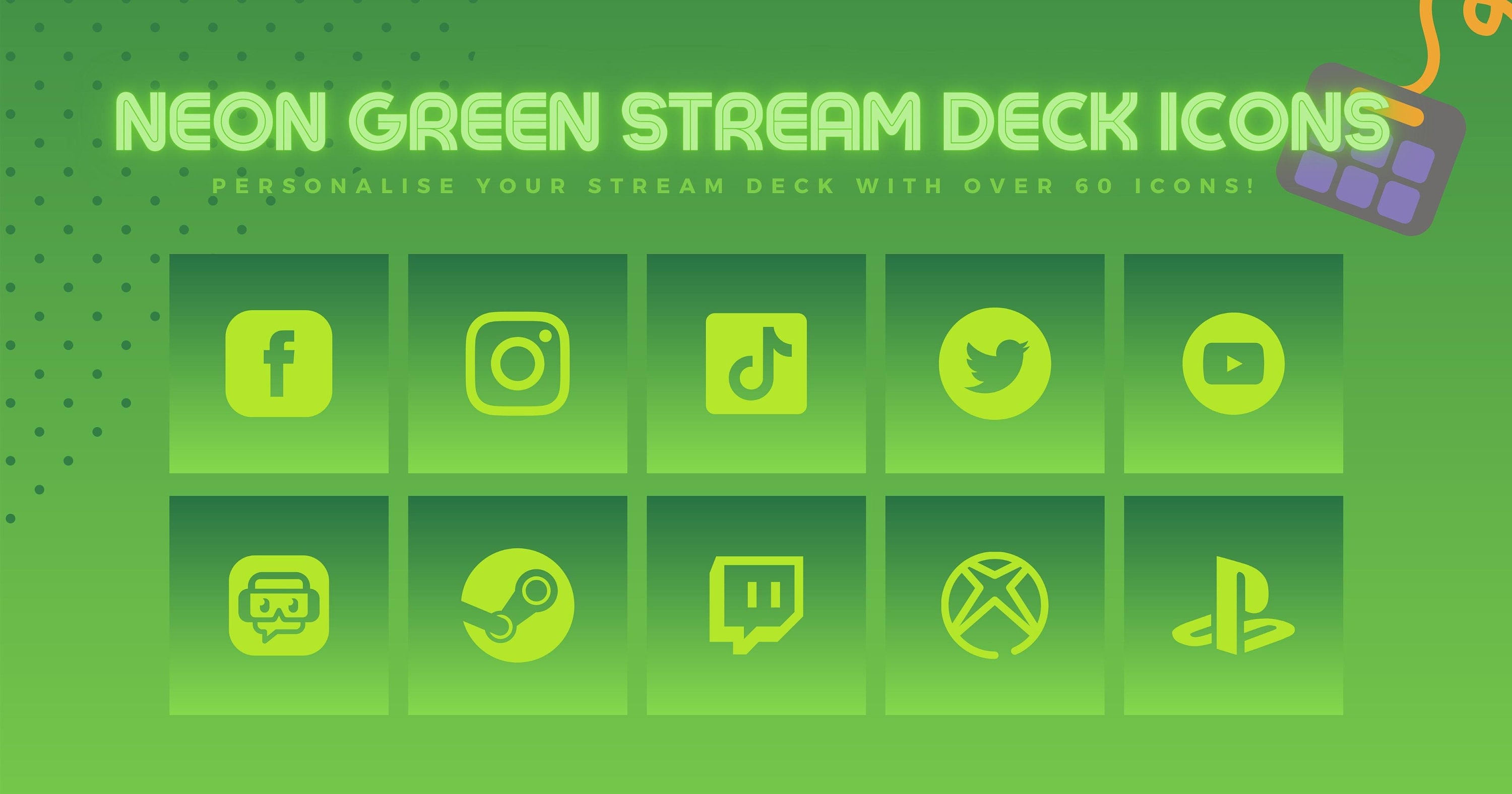 Stream Deck Icons Stream Deck Buttons Neon Green 67 Function Buttons ...