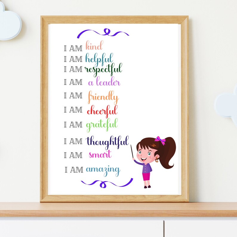 Affirmations Wall Art for Kids Classroom Posters I Am Affirmations ...