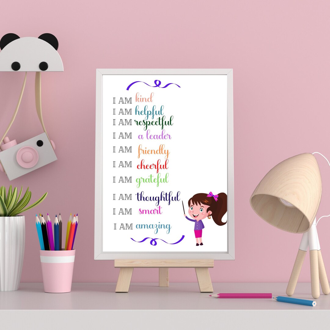 Affirmations Wall Art for Kids Classroom Posters I Am Affirmations ...
