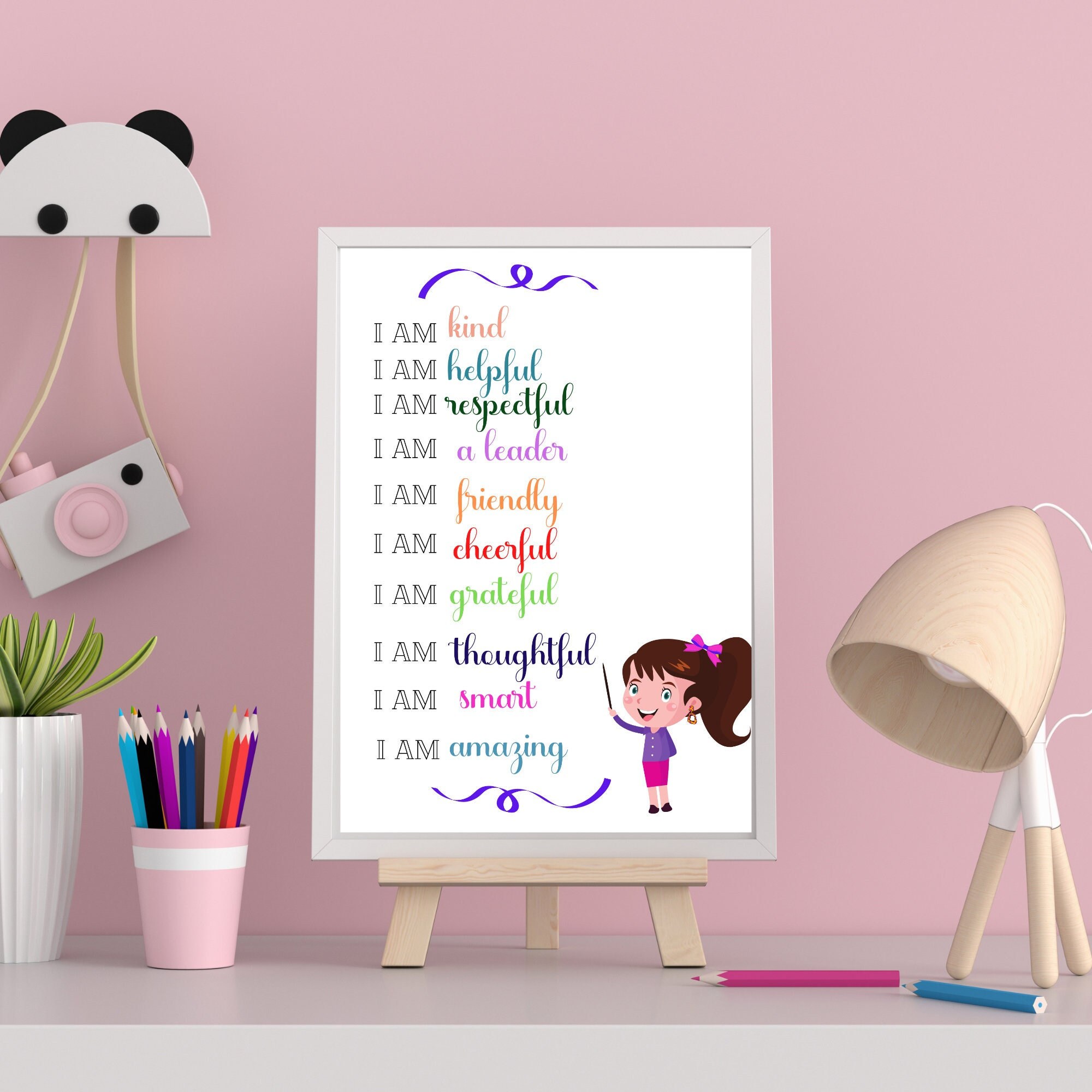 Affirmations Wall Art for Kids Classroom Posters I Am Affirmations ...
