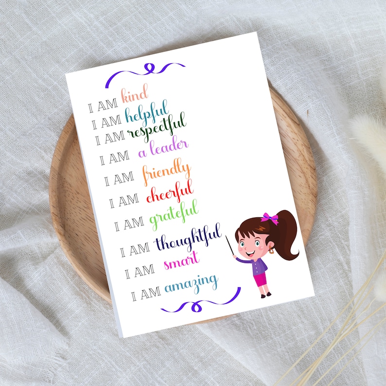 Affirmations Wall Art for Kids Classroom Posters I Am Affirmations ...
