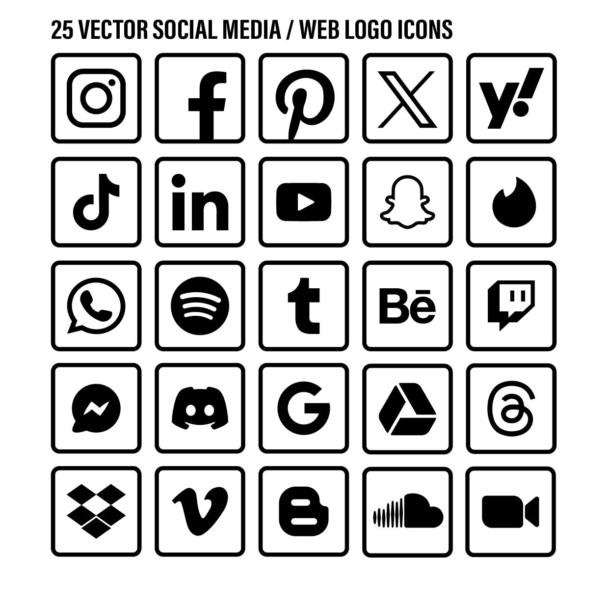 25 Social Media Vector Icons - Etsy