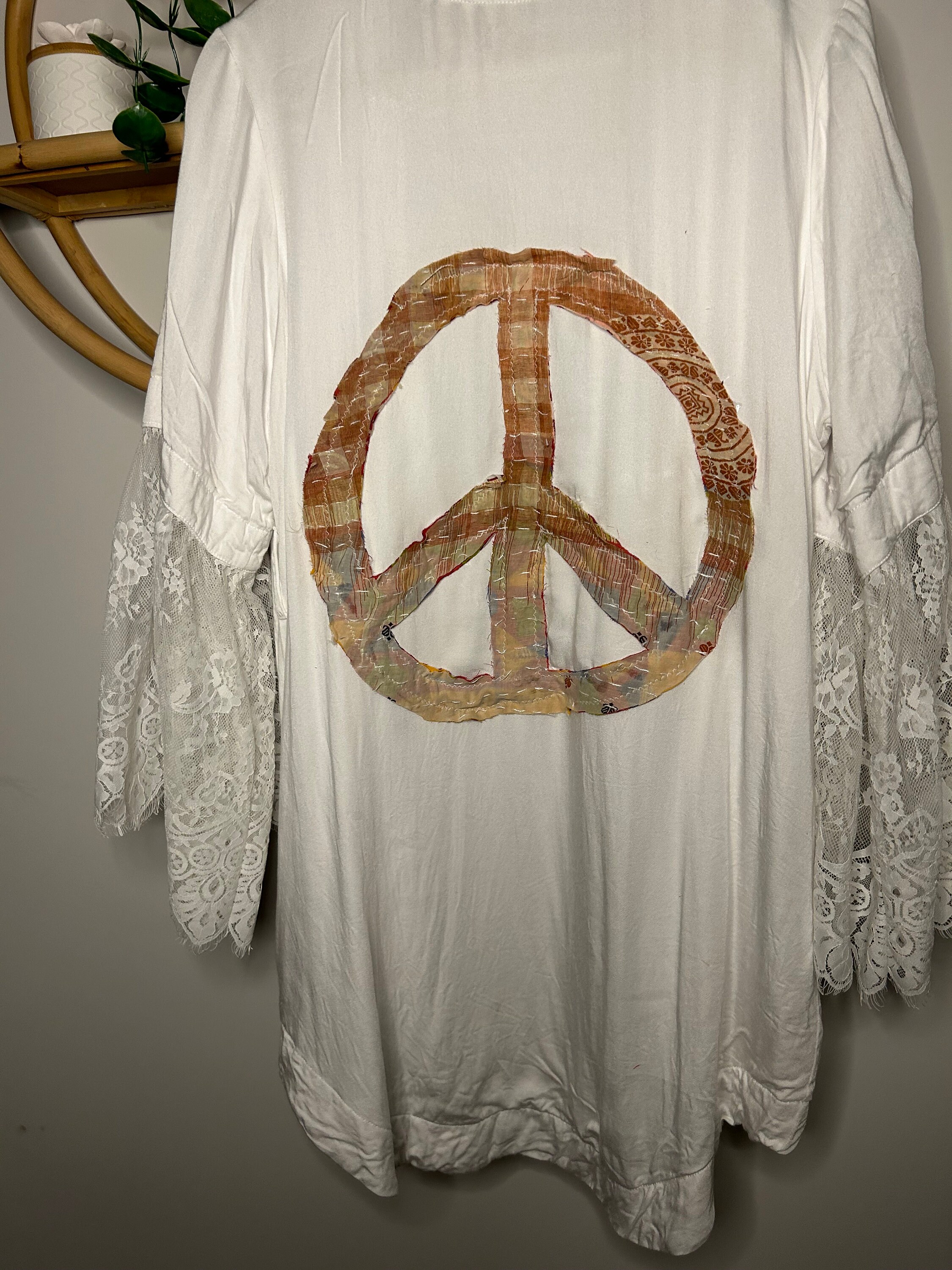 Patchwork Peace Sign Kimono - Etsy