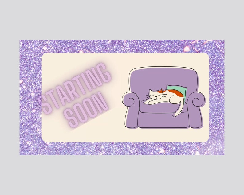Twitch Stream Overlay Set Animated Purple Cats Premade Twitch Overlays ...