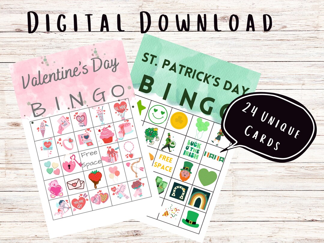 Digital Download Bingo Bundle for Valentines Day and St Patricks Day ...
