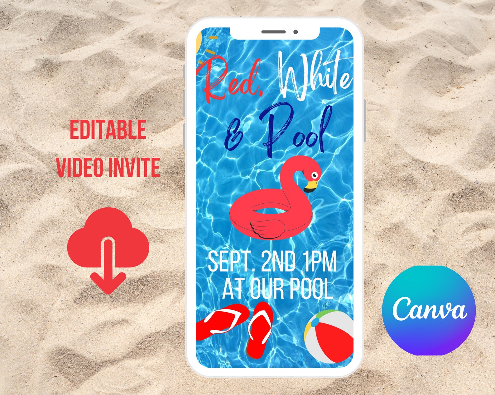 Pool Party Text Invitation,fun Summer Evite Birthday iPhone Invitation ...