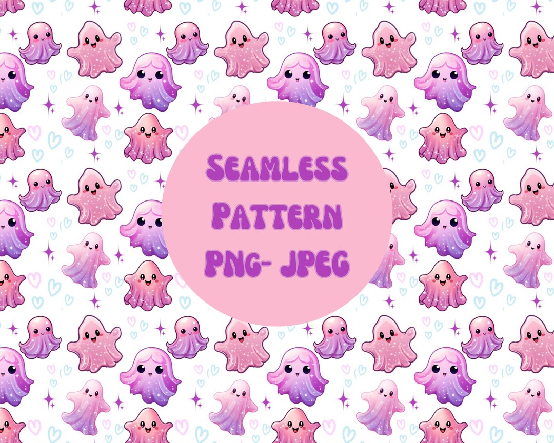 Pink Ghosts Seamless Pattern PNG JPEG Halloween Seamless - Etsy