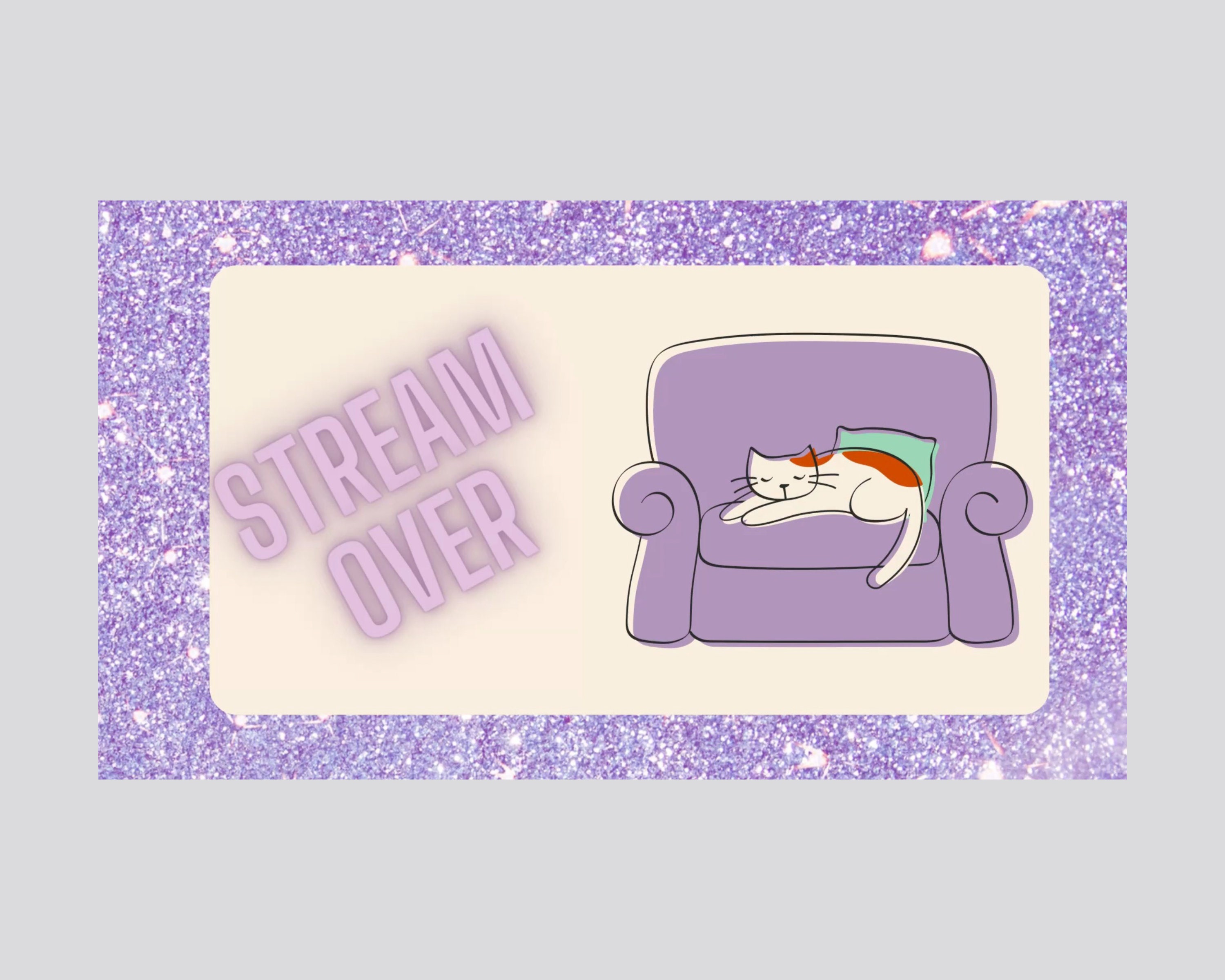 Twitch Stream Overlay Set Animated Purple Cats Premade Twitch Overlays ...