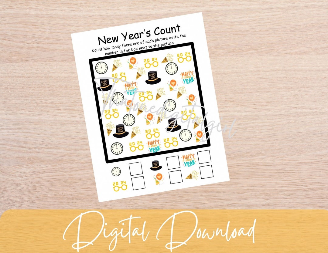 New Years Eve Counting Activity for Preschoolers New Years Eve Activity ...