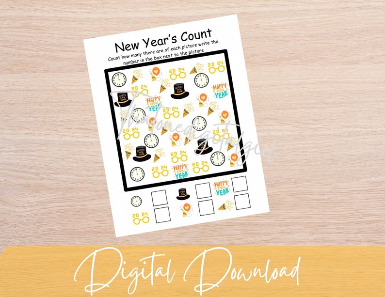 New Years Eve Counting Activity for Preschoolers New Years Eve Activity ...