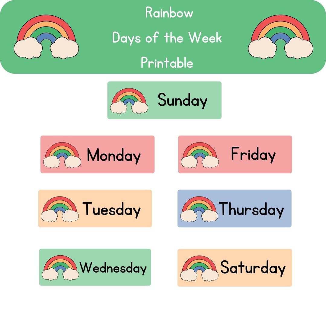 Days of the Week Printable Labels Days of the Week Classroon Calendar ...