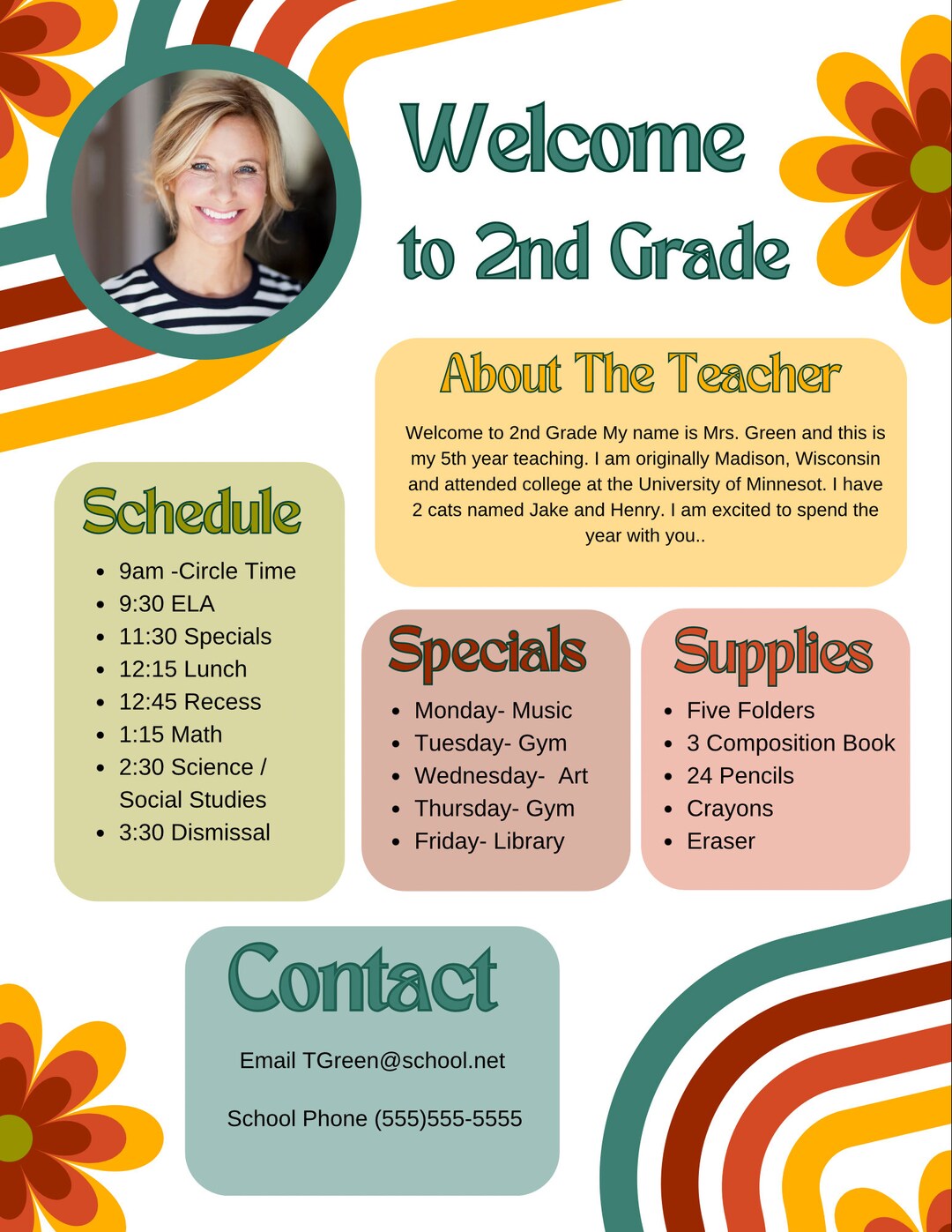 Welcome Newsletter Meet the Teacher Elementary School Teacher Canva ...