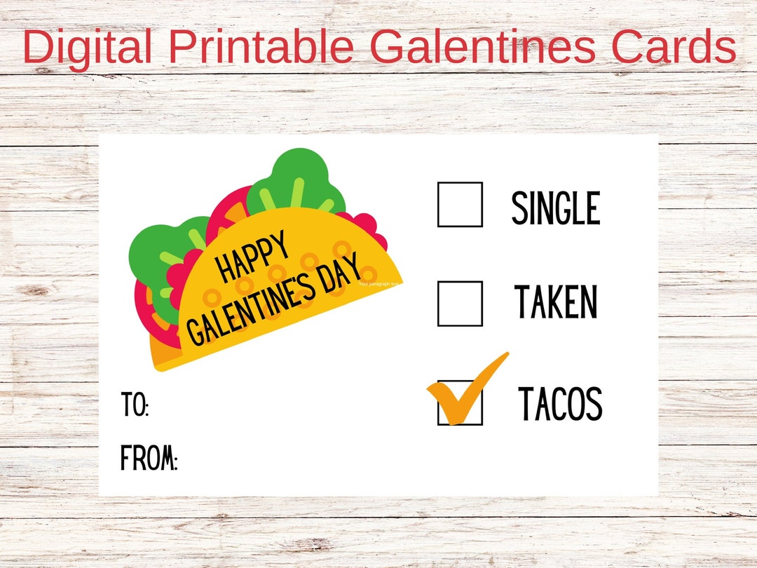 Galentines Day Digital Printable Card Printable Valentine With Taco ...