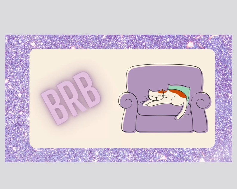 Twitch Stream Overlay Set Animated Purple Cats Premade Twitch Overlays BRB Stream Over Stream ...