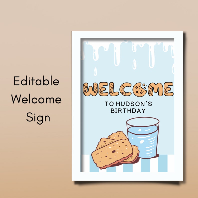 Editable Invitation Template and Party Sign Boy First Birthday Milk and ...