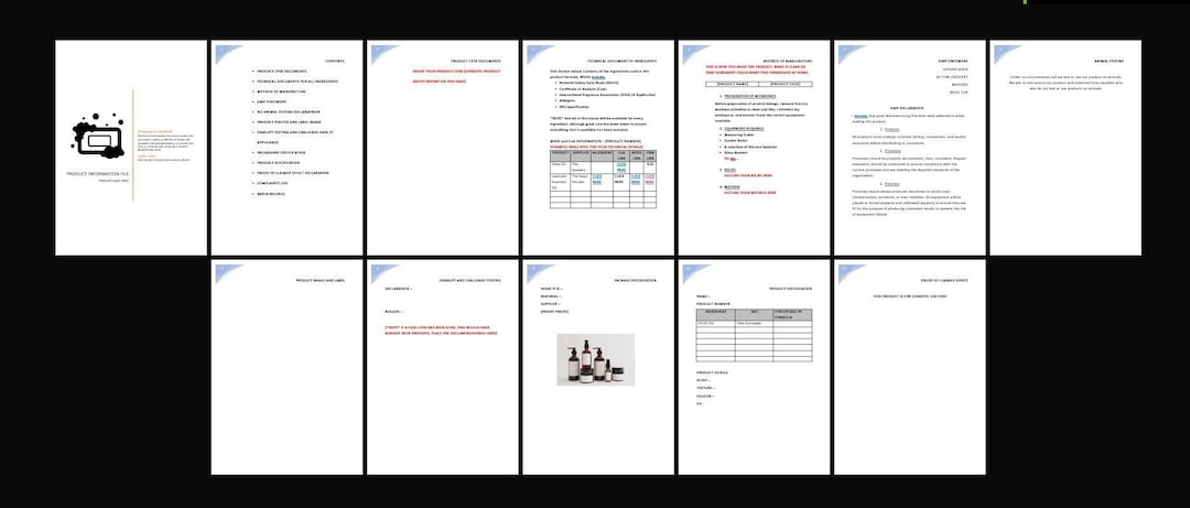 Cosmetic PIF Template UK | Product Information File | Editable Word ...