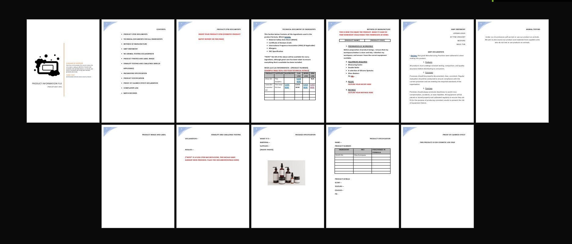 Cosmetic Product Information Template - Etsy UK