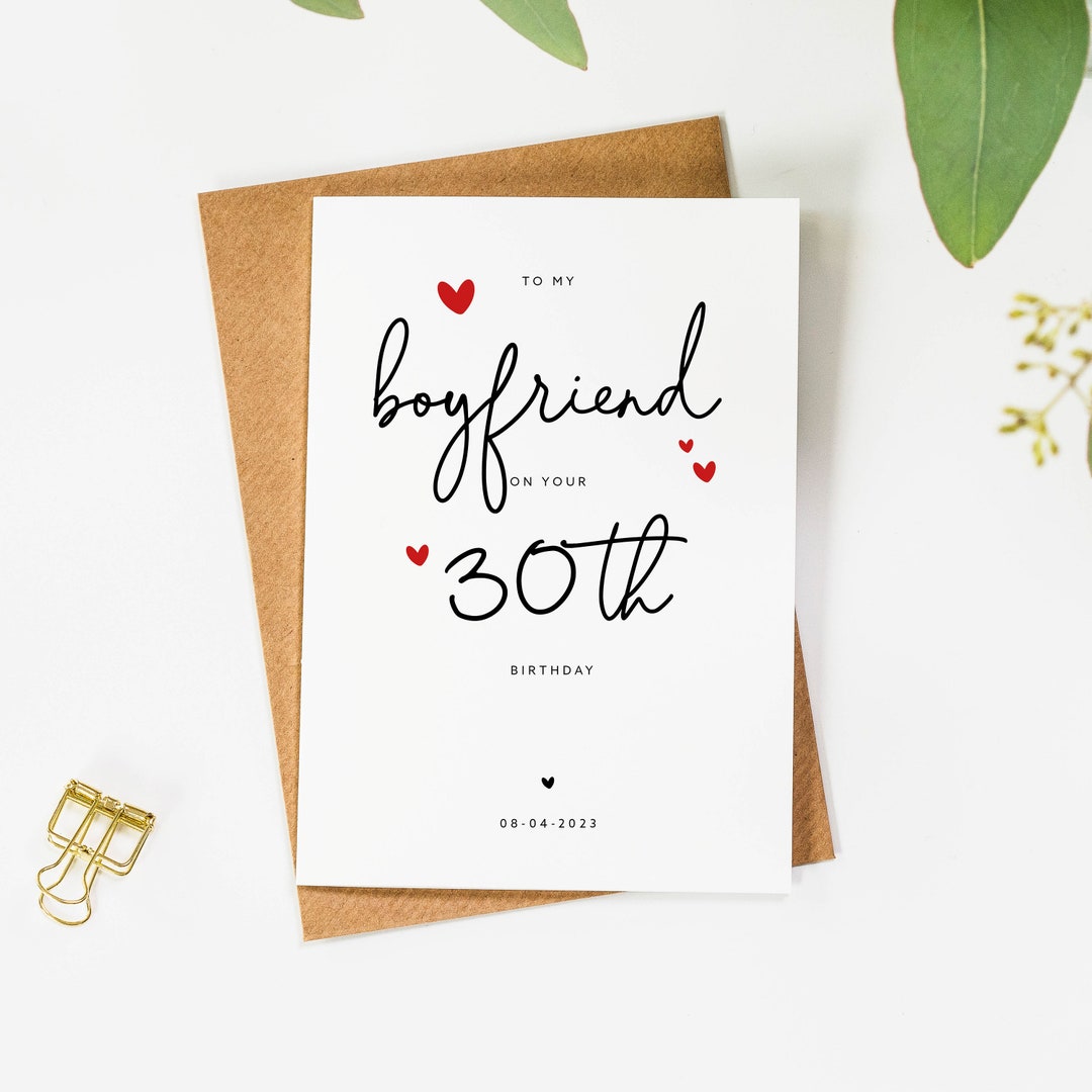 Personalised Boyfriend 30th Birthday Card, 30th Birthday Card, Birthday ...