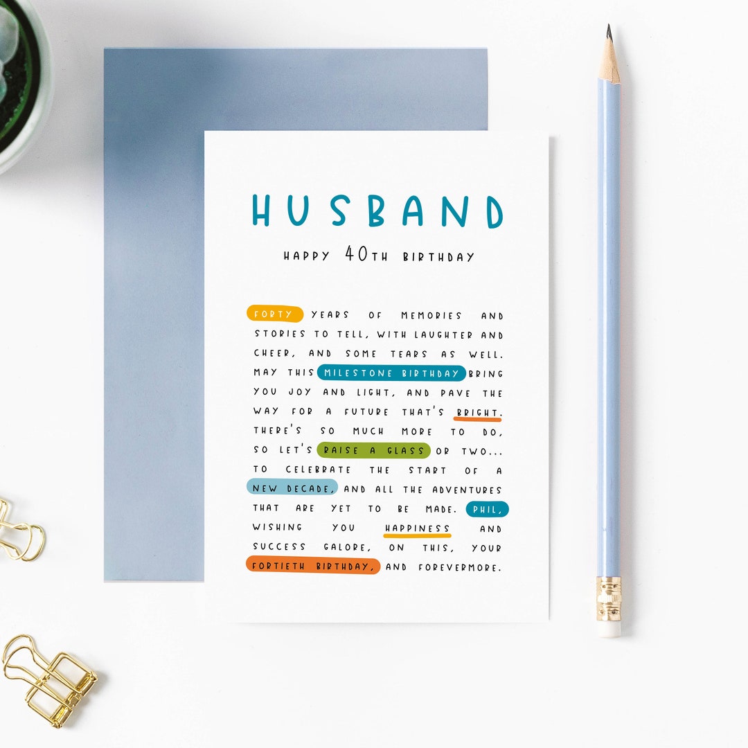 Personalised 40th Birthday Poem Card, Husband 30th Birthday Card ...