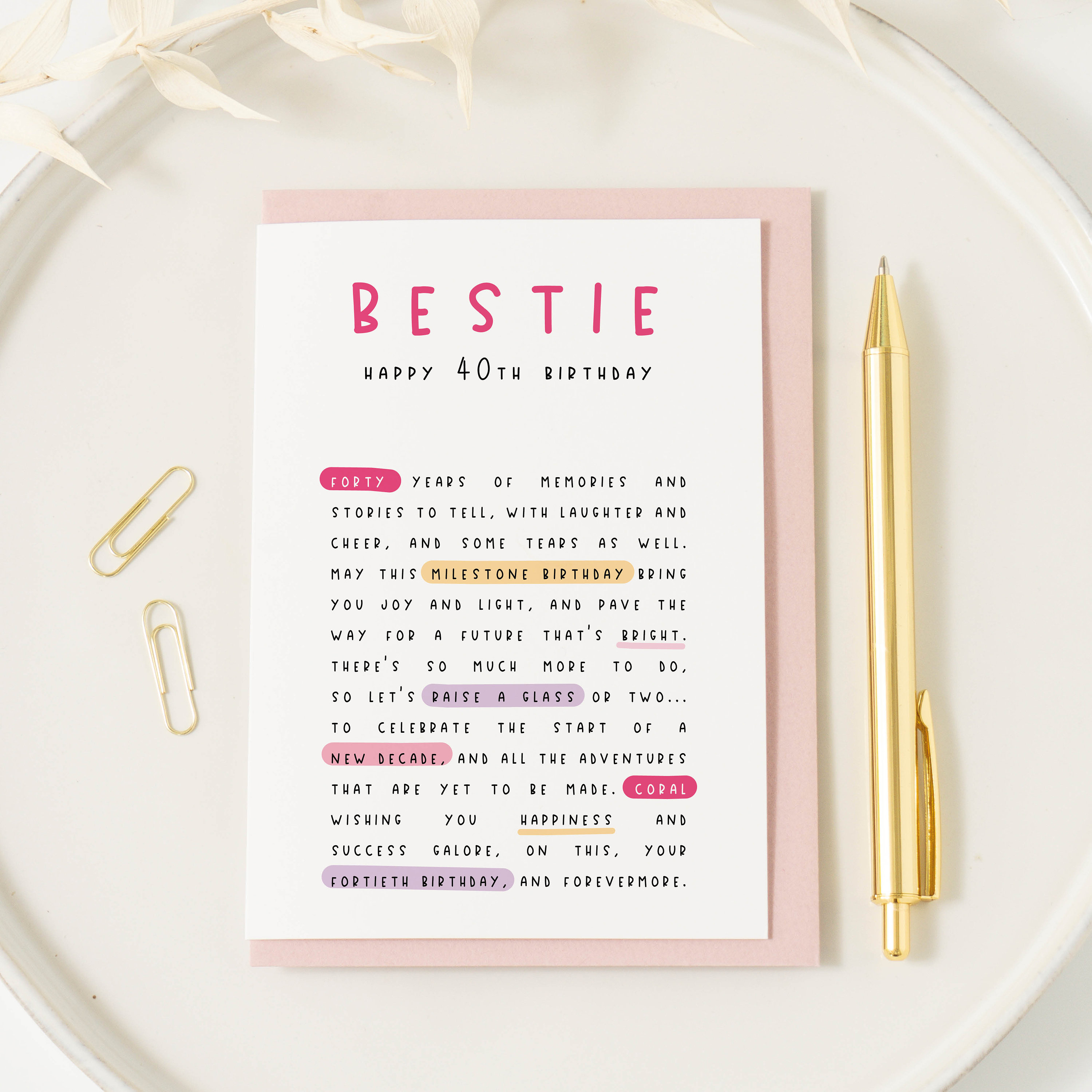 Personalised 40th Birthday Poem Card, Bestie 30th Birthday Card, Best ...