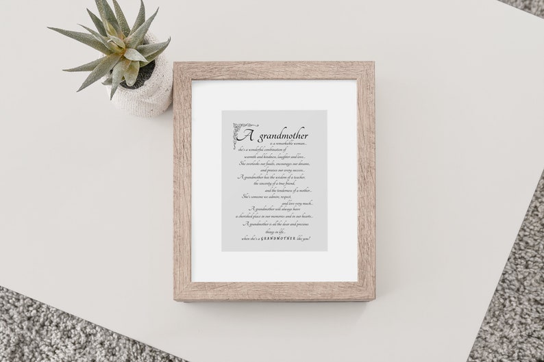 A Grandmother Poem Print, Wall Art, 5x7 or 8x10, Gift for Grandma, Nana ...