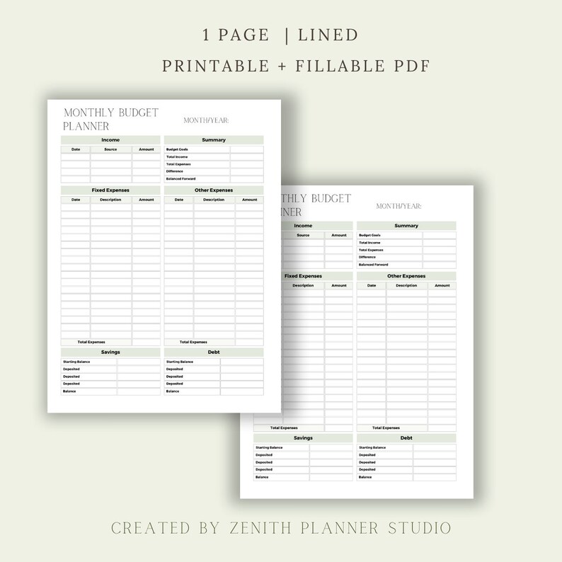 Printable Monthly Budget Planner Finance Organizer, Expense Tracker ...