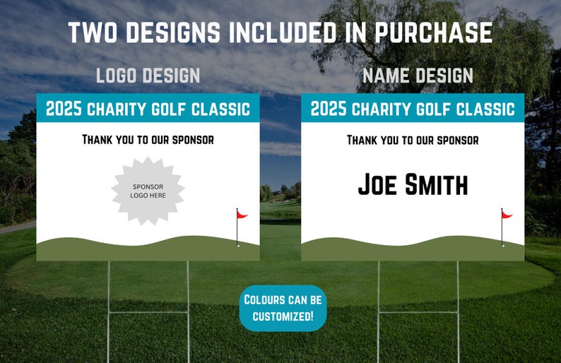 Golf Tournament Sponsor Sign - Template 2 - Etsy