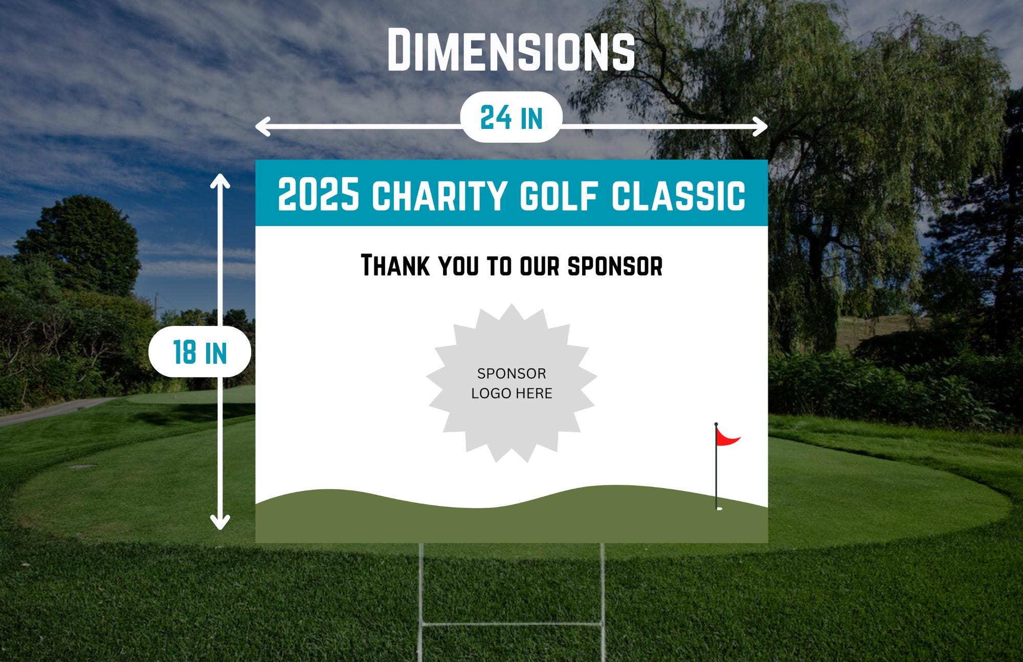 Golf Tournament Sponsor Sign - Template 2 - Etsy