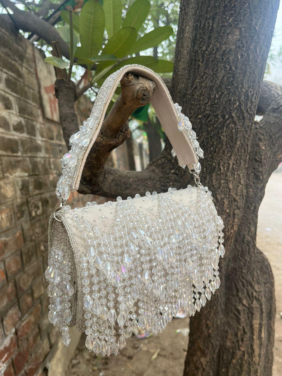 Waterfall Flap Over Clutch With Pearls | Elegant Evening Bag | Bridal ...