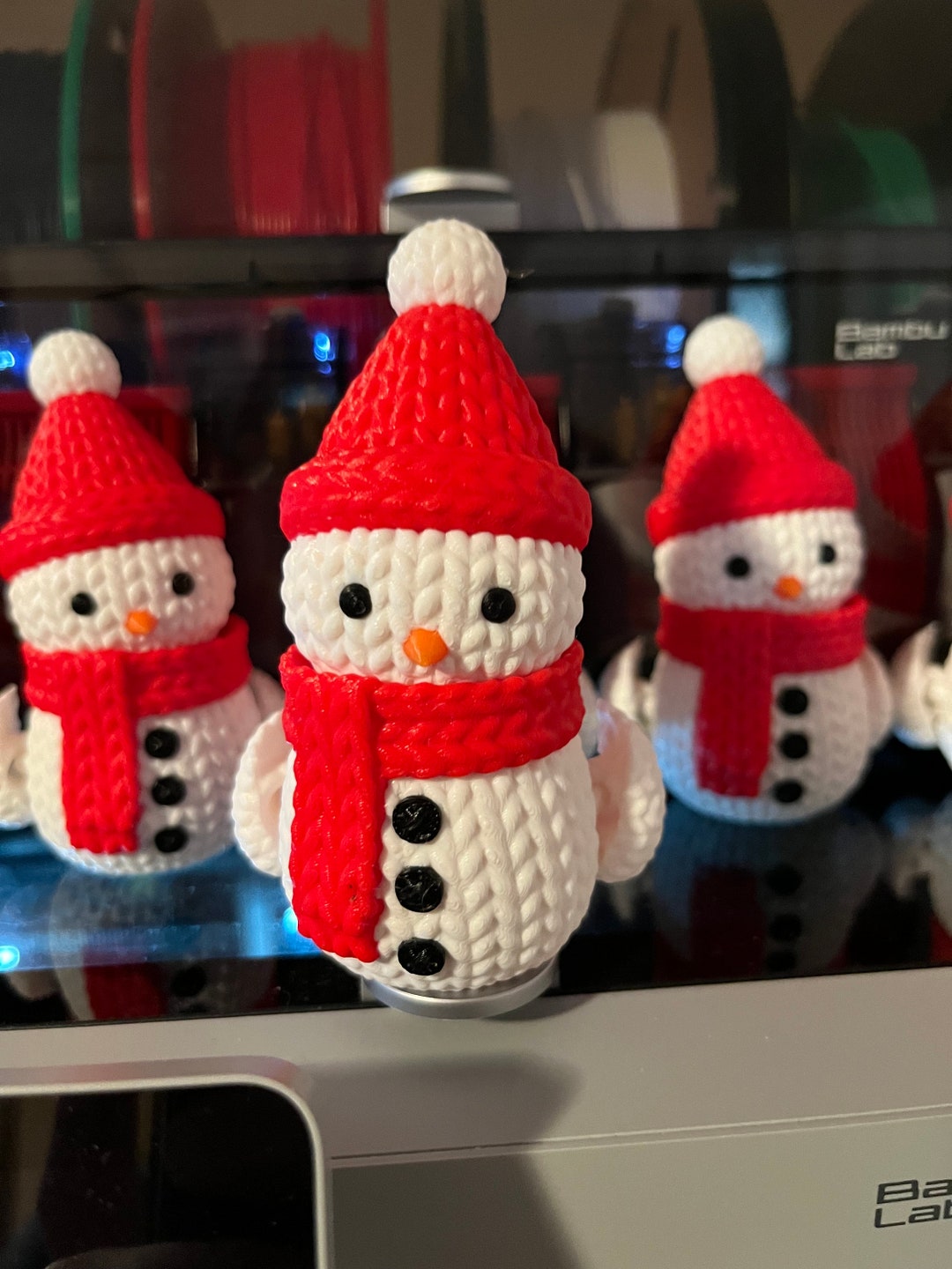 Mini Winter Snowman Articulated Multicolored 3D Printed Knitted Look ...