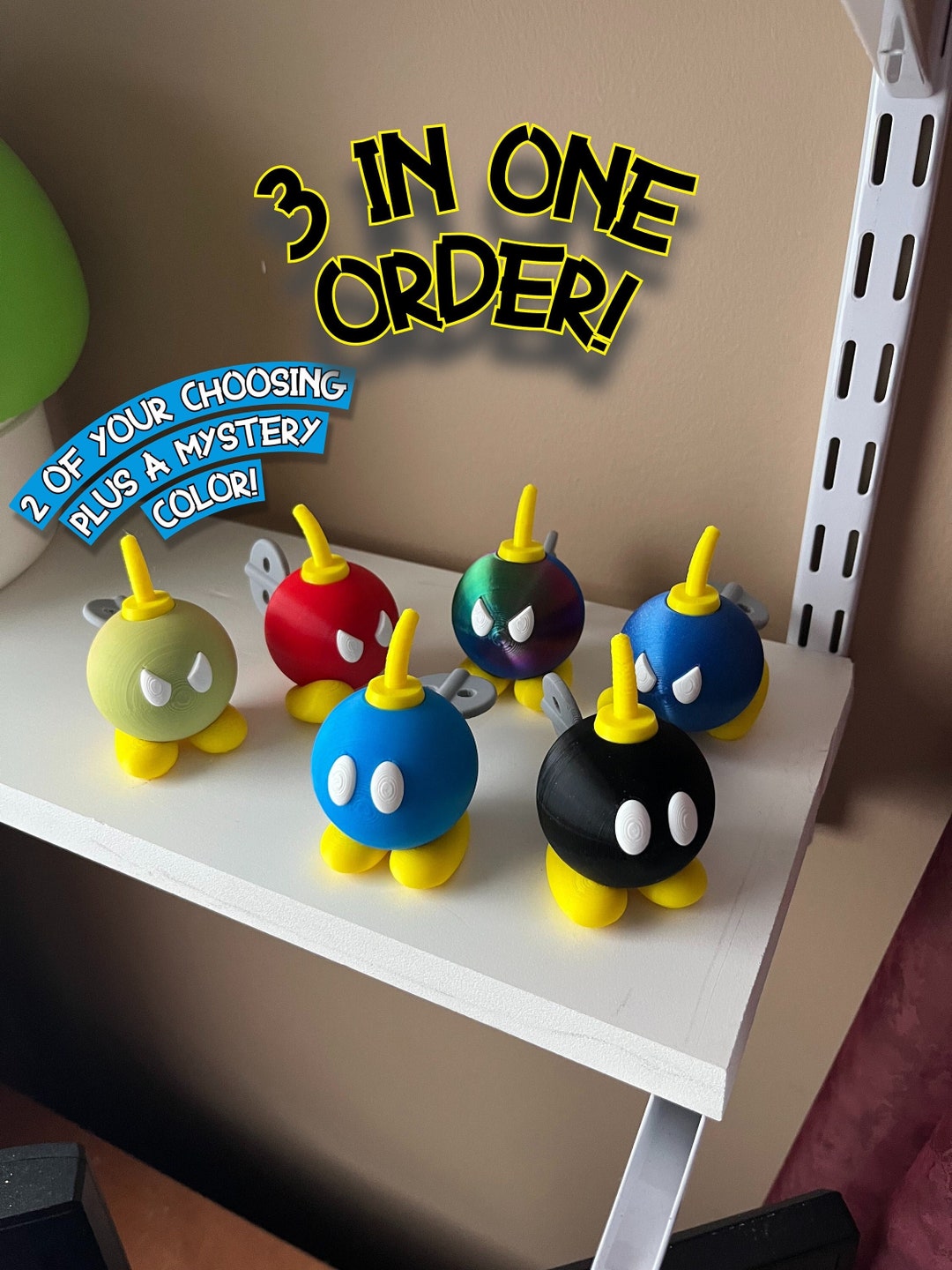 Bomb-omb Paper Mario 3D Printed Desk-sized Figures (3 Count) - Etsy
