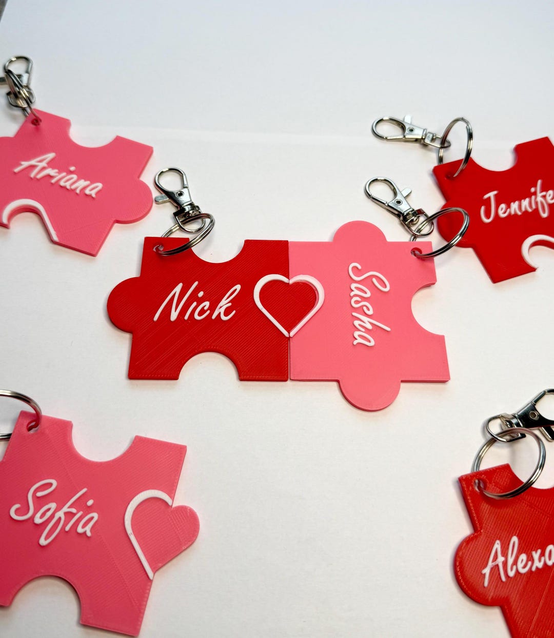 Personalized Puzzle Piece Keychain Set: Custom Name Valentine's Gift - Etsy