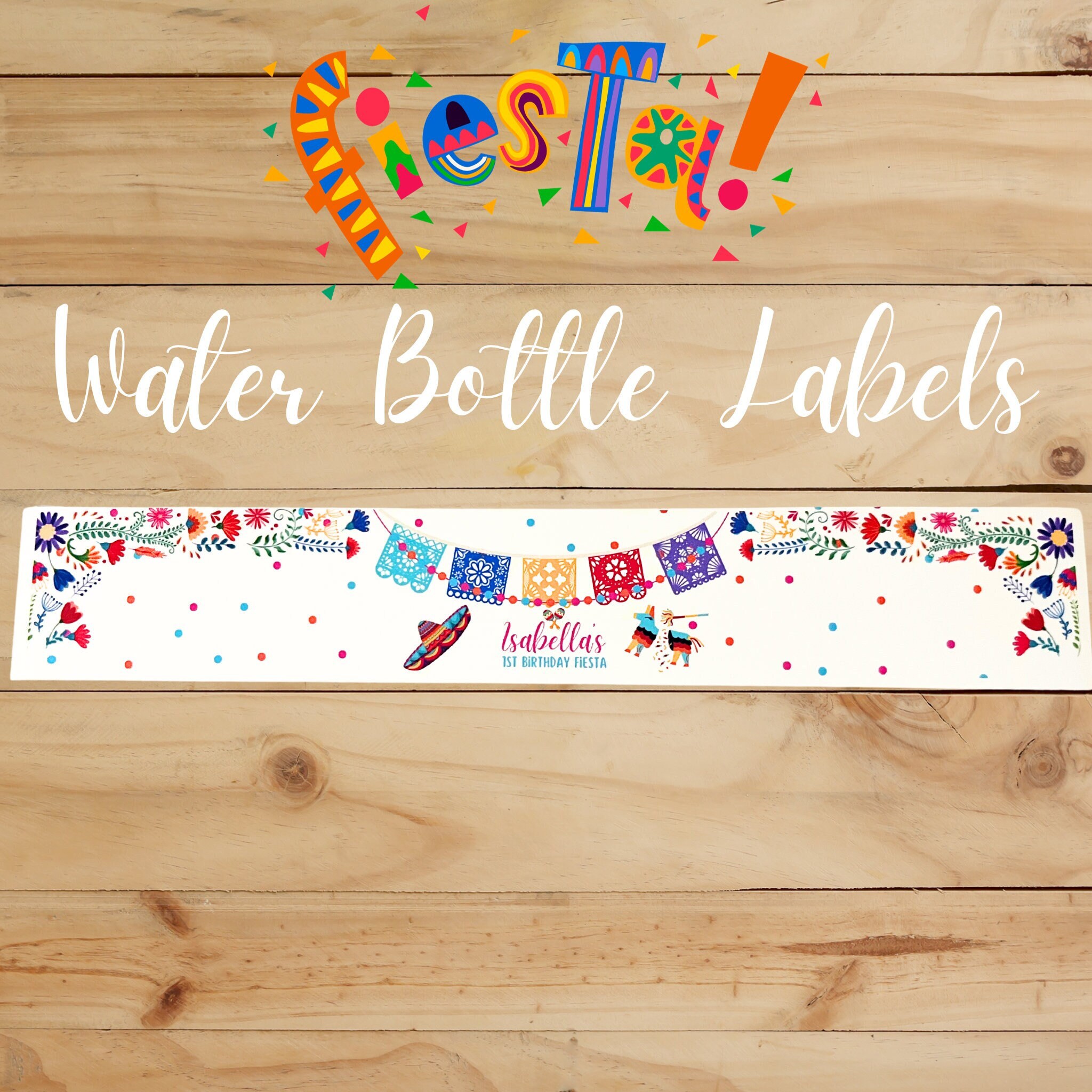 Fiesta Theme Party Water Labels, Fiesta Party Items, Custom Fiesta ...