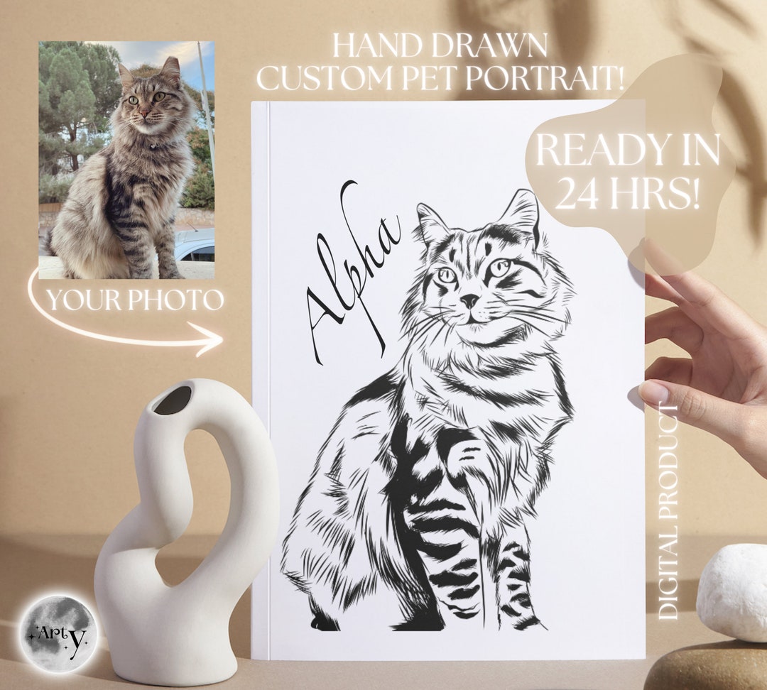 Custom Pet Portrait Drawing From Photo Pet Portrait Line Art Custom Pet ...