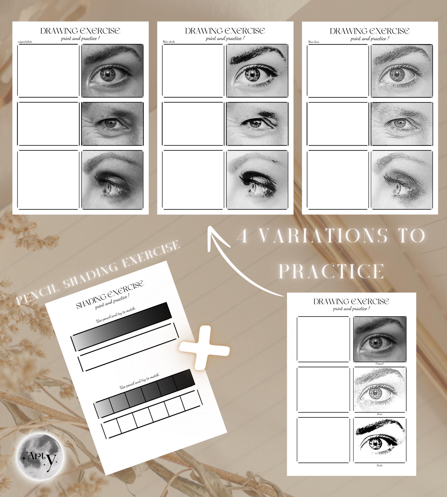 How to Draw Eyes Drawing Exercise Drawing Practice Eyes Drawing Easy ...