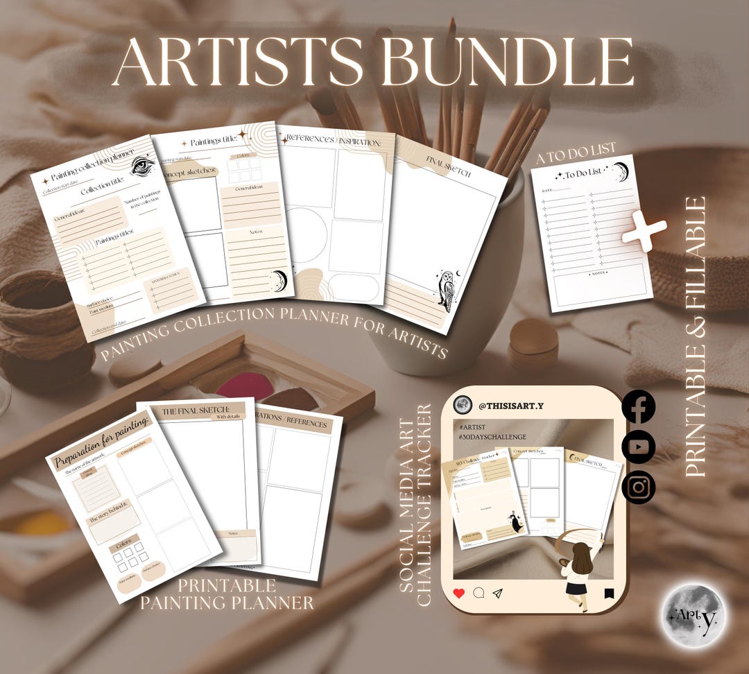 ARTIST BUNDLE Printable & Fillable Artists Planners Set- Paintings ...