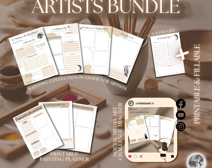 ARTIST BUNDLE Printable & Fillable Artists Planners Set- Paintings ...